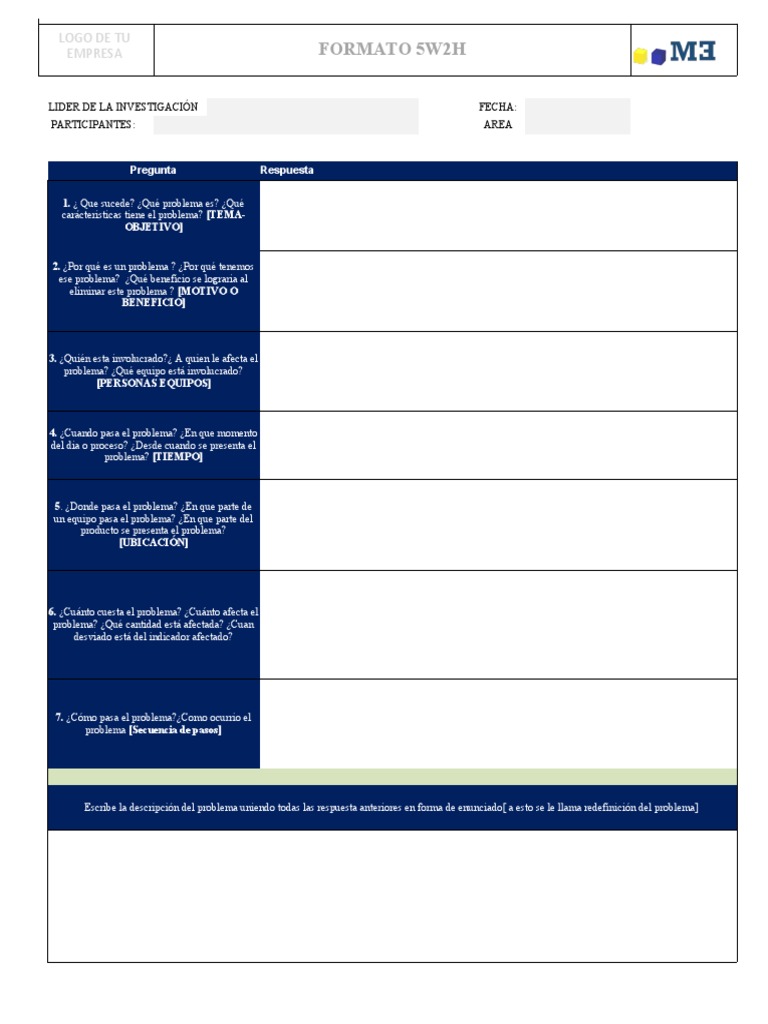 Formato 5W2H Para Descargar | PDF