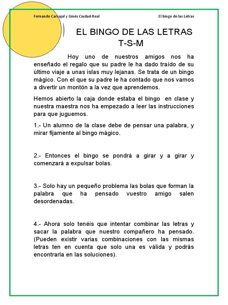 Bingo de Letras: Juego y Aprendizaje | PDF