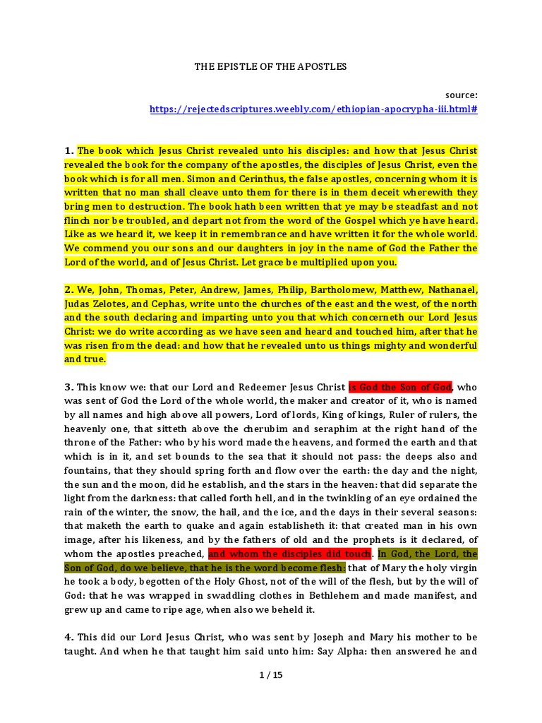 The Epistle of The Apostles | PDF | Jesus | Saint Peter