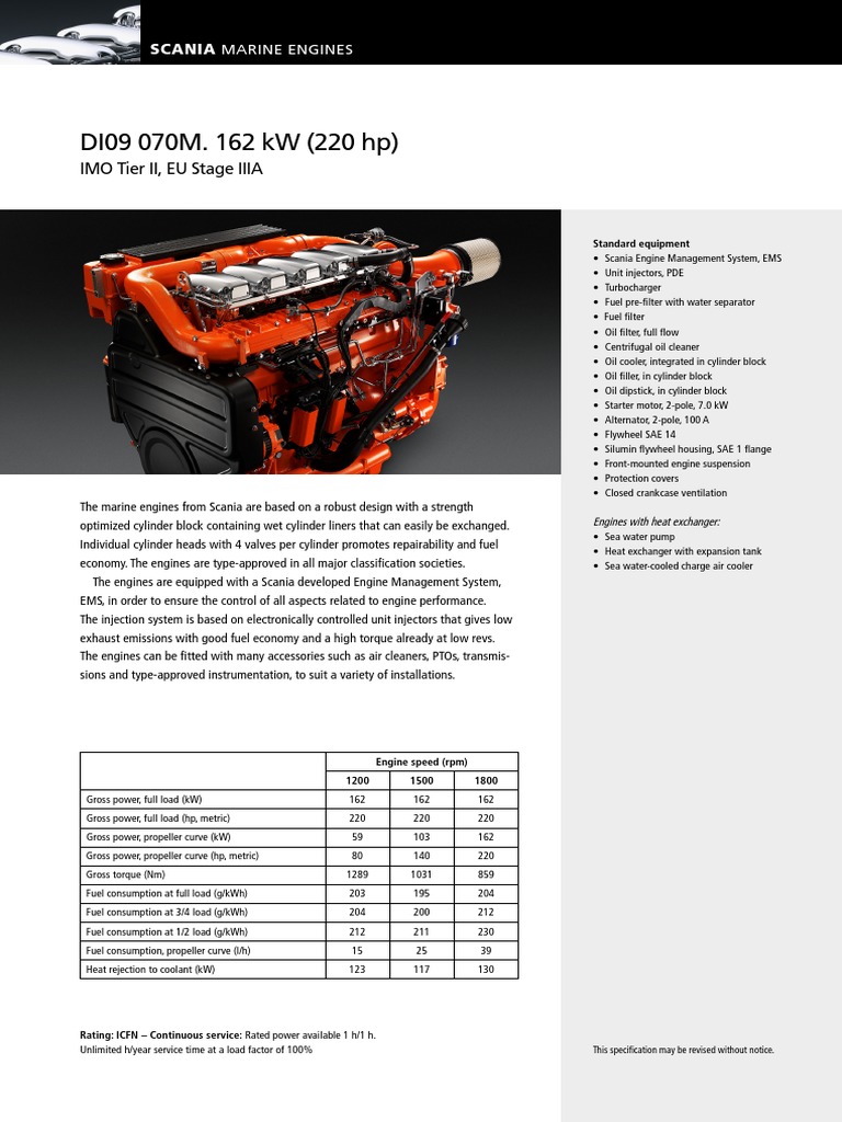 DI09 070M. 162 KW (220 HP) : Imo Tier Ii, Eu Stage Iiia | PDF ...