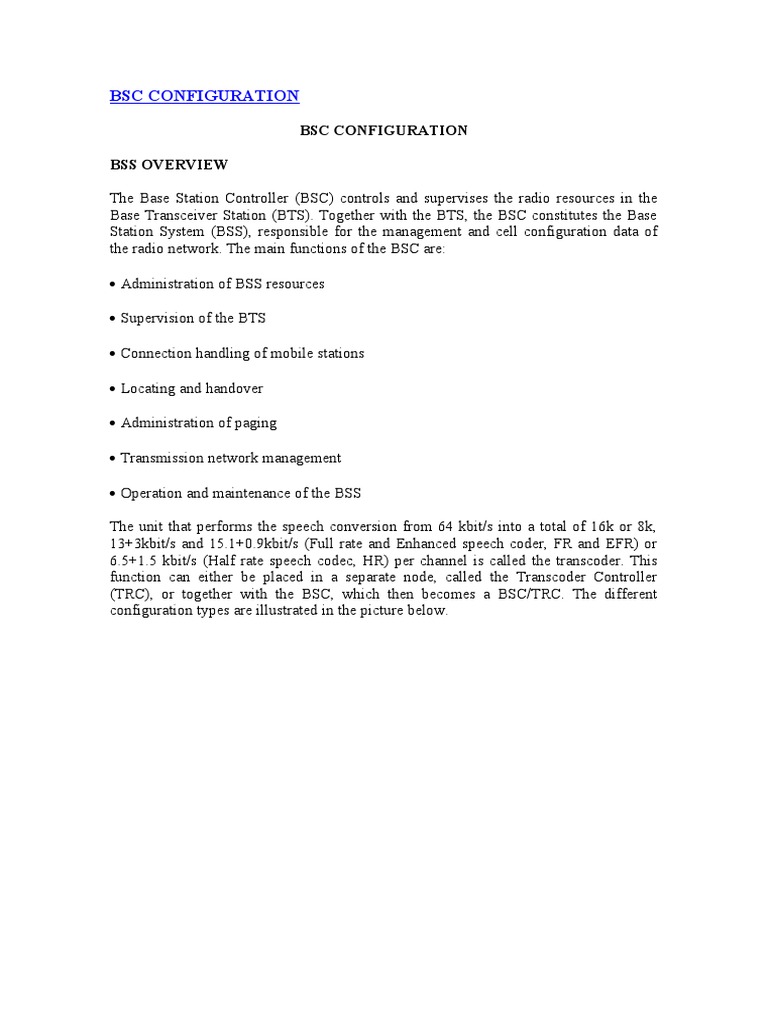 BSC Configuration Bss Overview | PDF | General Packet Radio Service ...