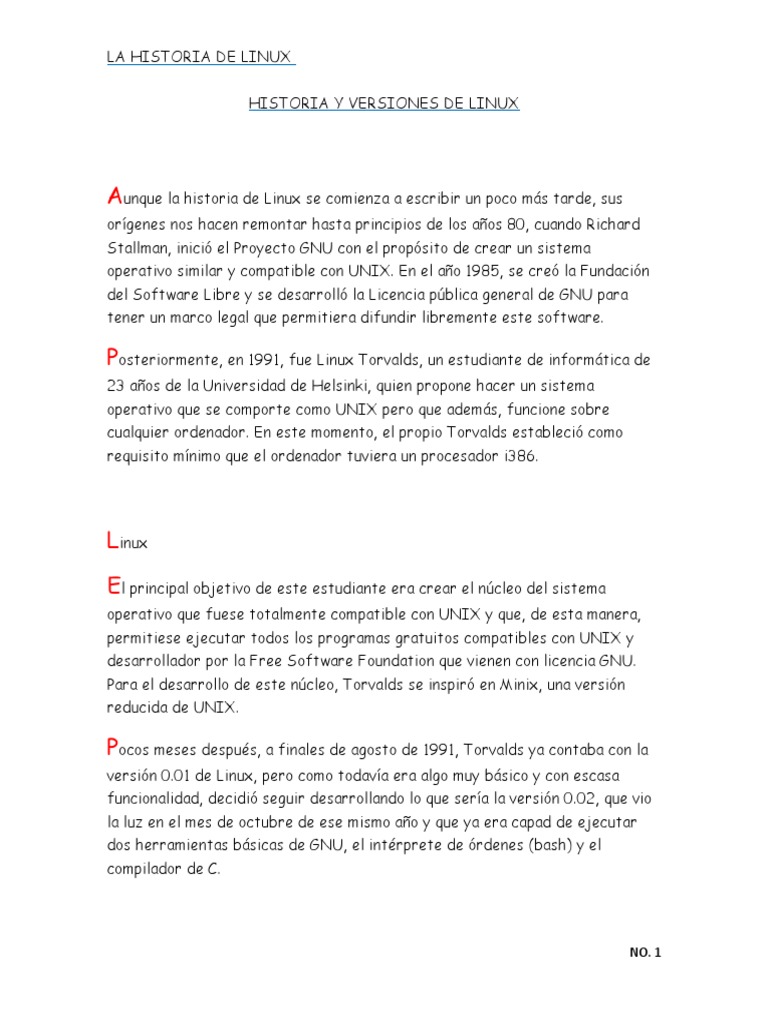 Historia y Versiones de Linux | Descargar gratis PDF | Ciencias de la ...