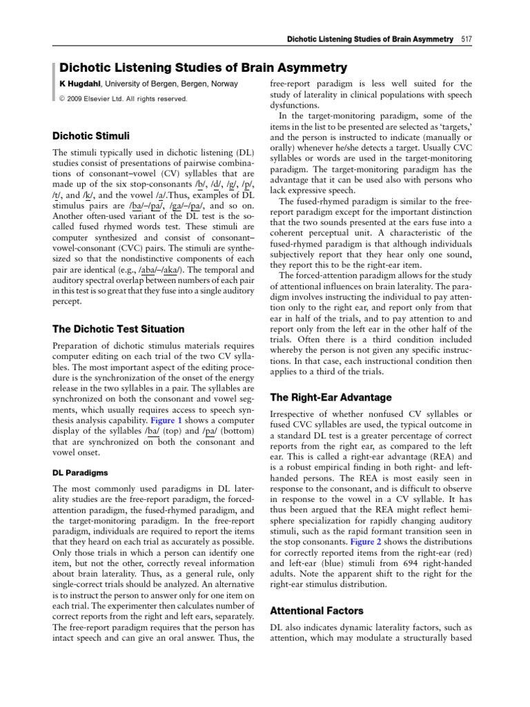 Dichotic Listening Studies of Brain Asymmetry | Download Free PDF ...