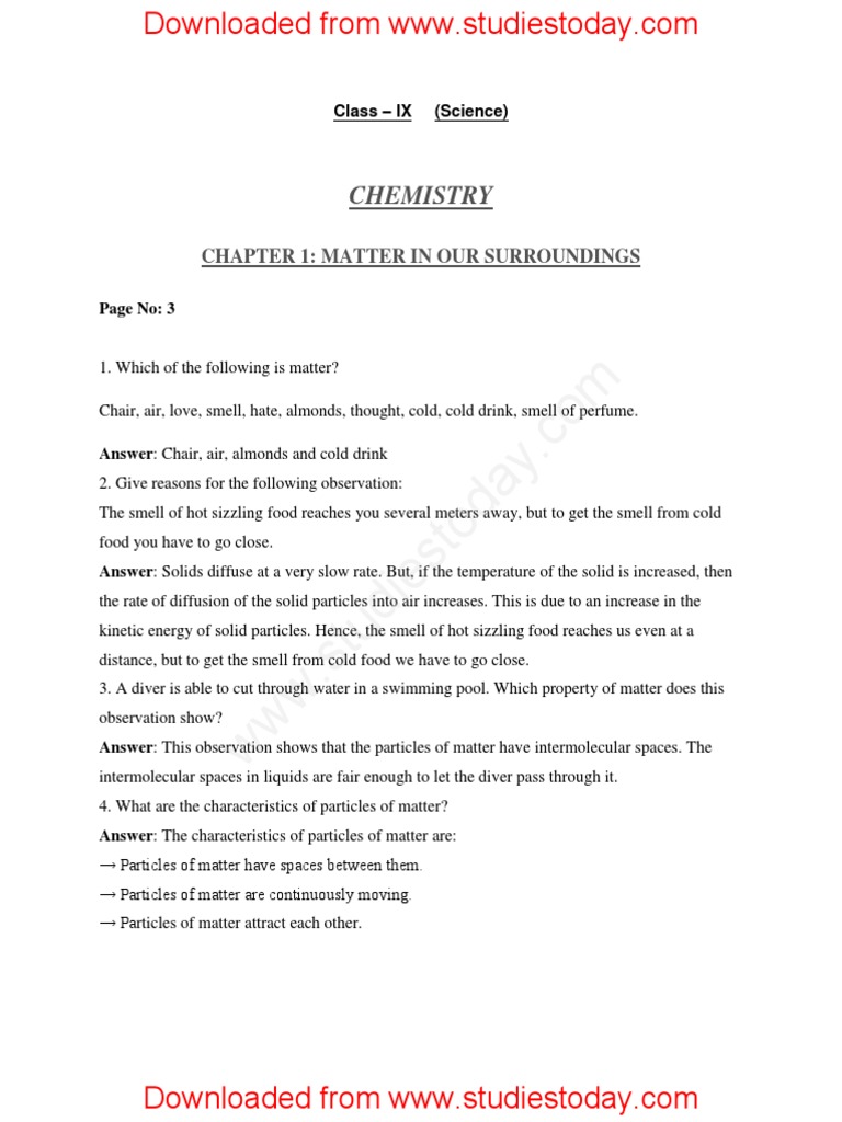 CBSE Class 9 Science Matter in Our Surroundings | PDF | Gases | Water