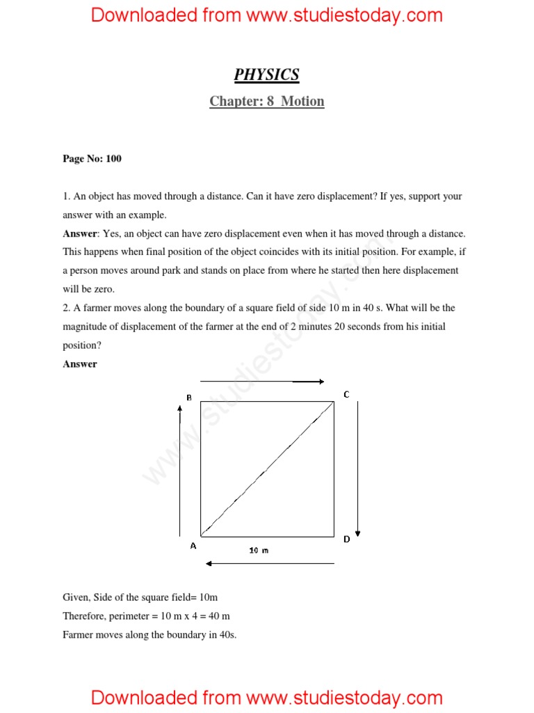 CBSE Class 9 Science Motion | PDF | Speed | Velocity
