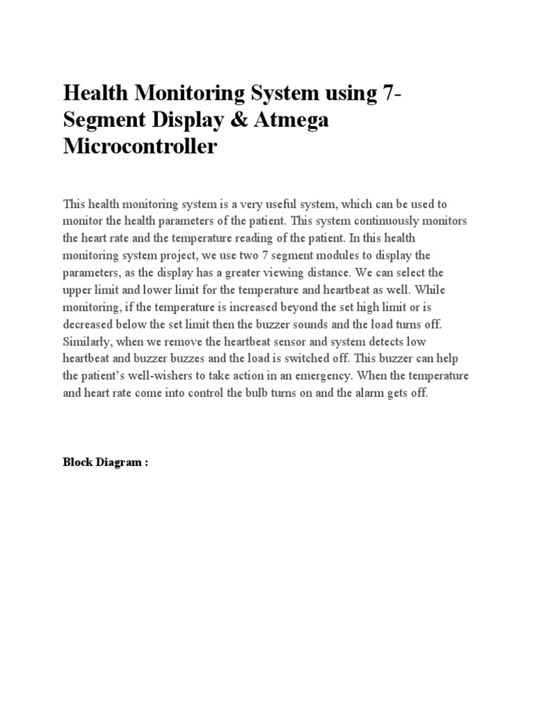 Health Monitoring System Using 7-Segment Display & Atmega ...