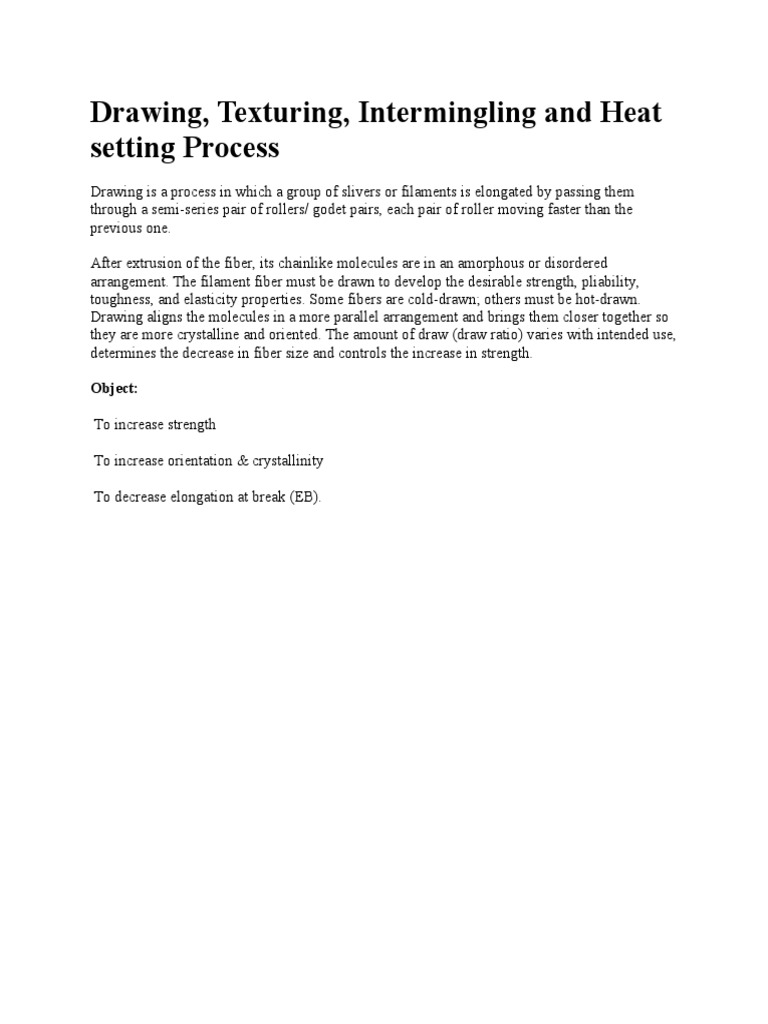 Drawing, Texturing, Intermingling and Heat Setting Process: Object ...