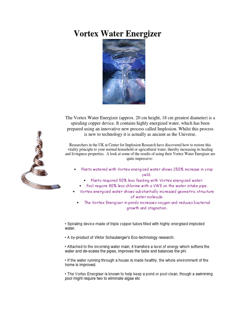 Vortex Water Energizer | PDF | Water | Refrigerator