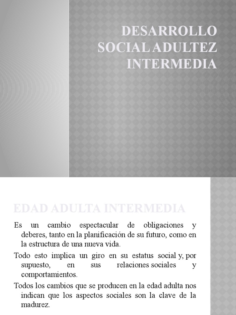 Desarrollo Social Adultez Intermedia | PDF | Adultos | Motivación
