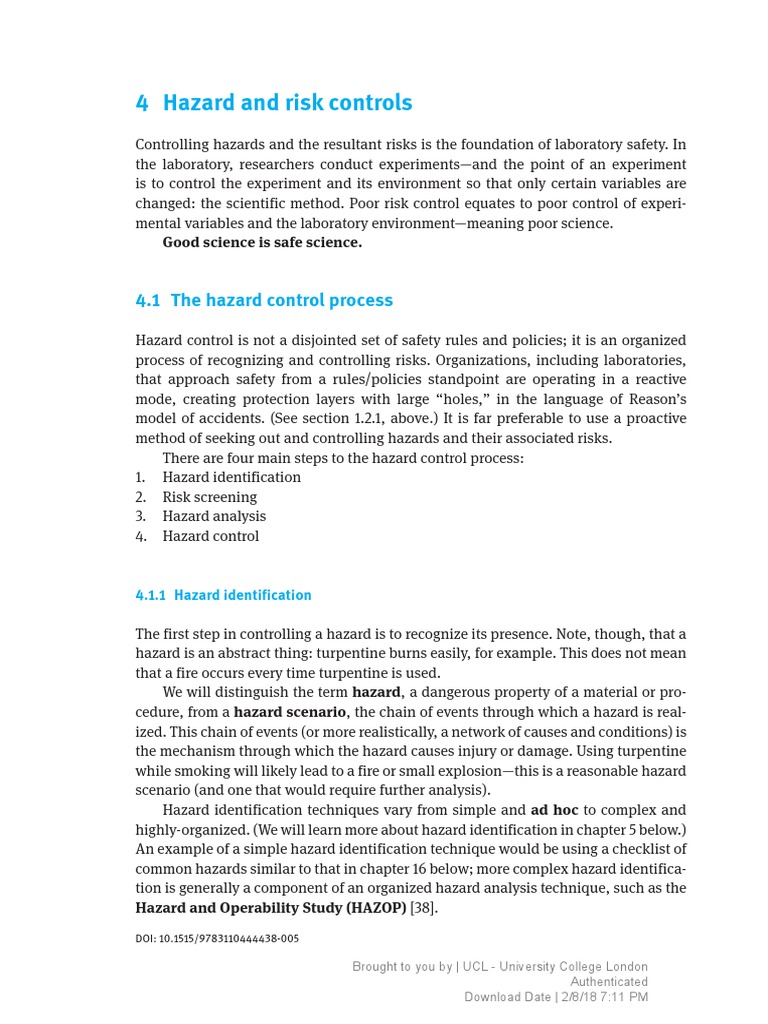 4 Hazard and Risk Controls: 4.1 The Hazard Control Process | Download ...