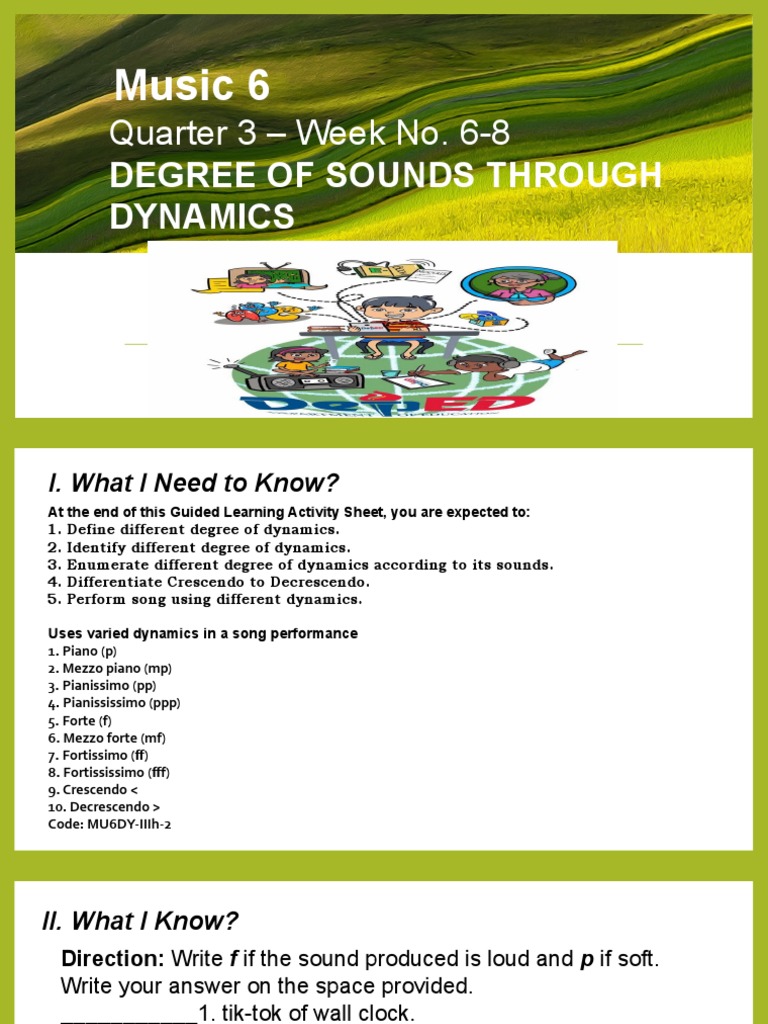 Understanding Music Dynamics in Grade 6 | PDF | Sound | Qualia