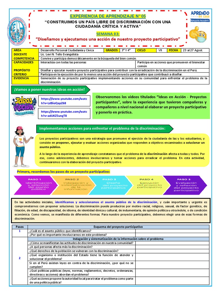3° - 4° DPCC - Ciclo Vii | PDF | Discriminación | Cognición