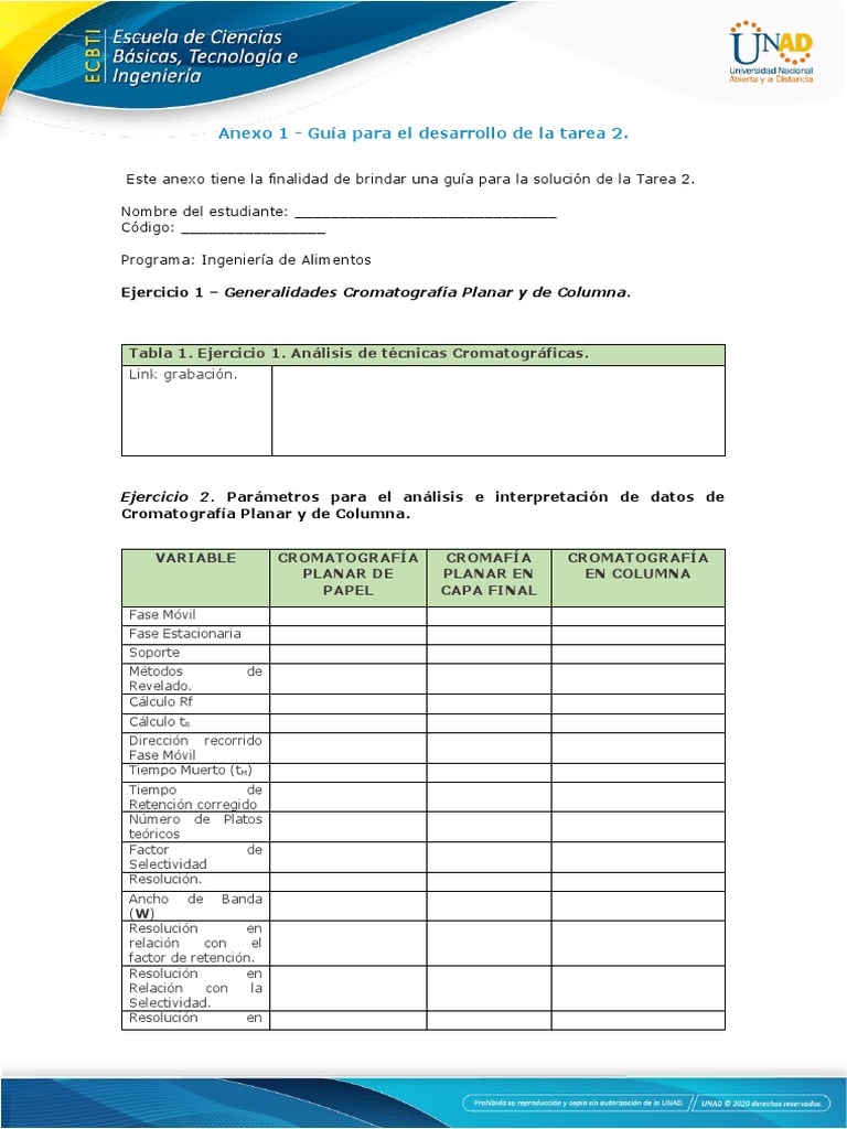 Anexo 1 - Guia para El Desarrollo de La Tarea 2 | PDF | Cromatografía | Método científico