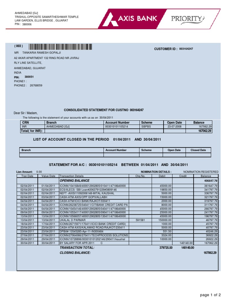 Statement | PDF | Debit Card | Credit Card