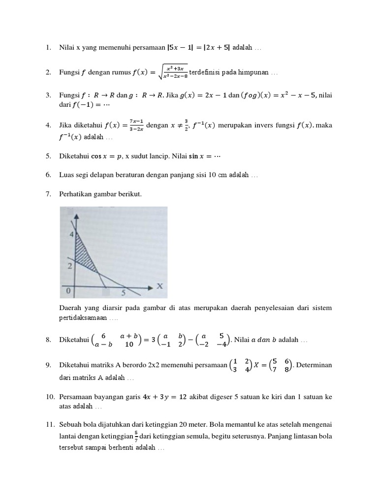 Latihan Soal Matematika Wajib | PDF