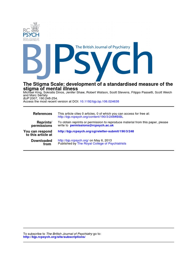 The Stigma Scale | PDF | Social Stigma | Mental Disorder