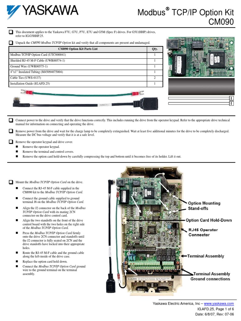 Modbus TCP/IP Option Kit CM090 | PDF | Computer Network | Ip Address