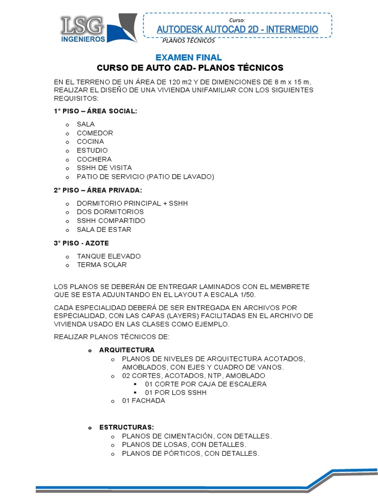 Examen Final - Autocad Planos Tecnicos | PDF