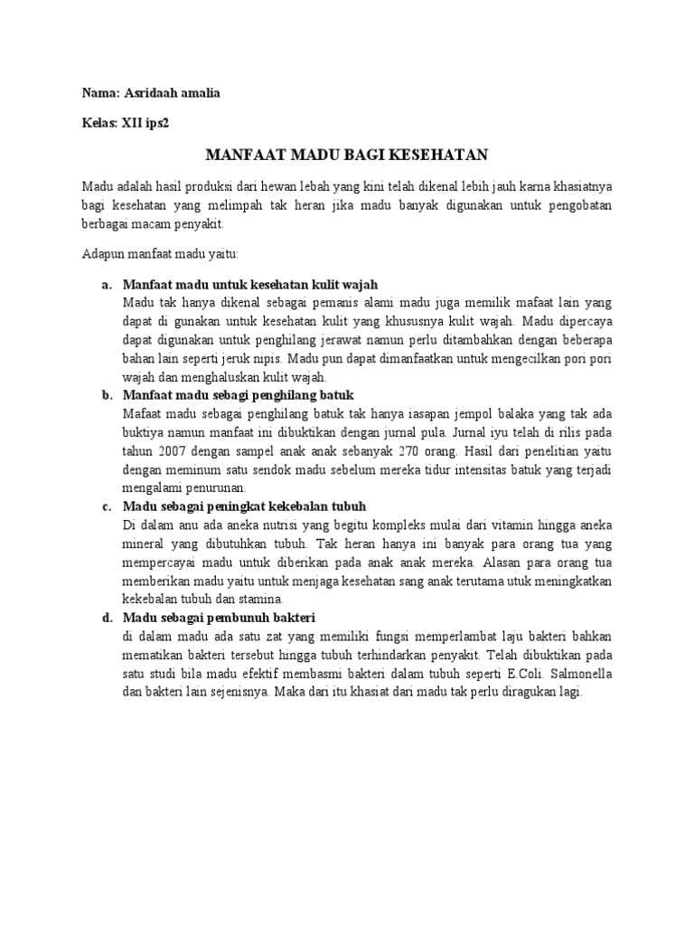 Manfaat Madu dan Dampak Junk Food | PDF | Ilmu Sosial | Kesehatan Holistik