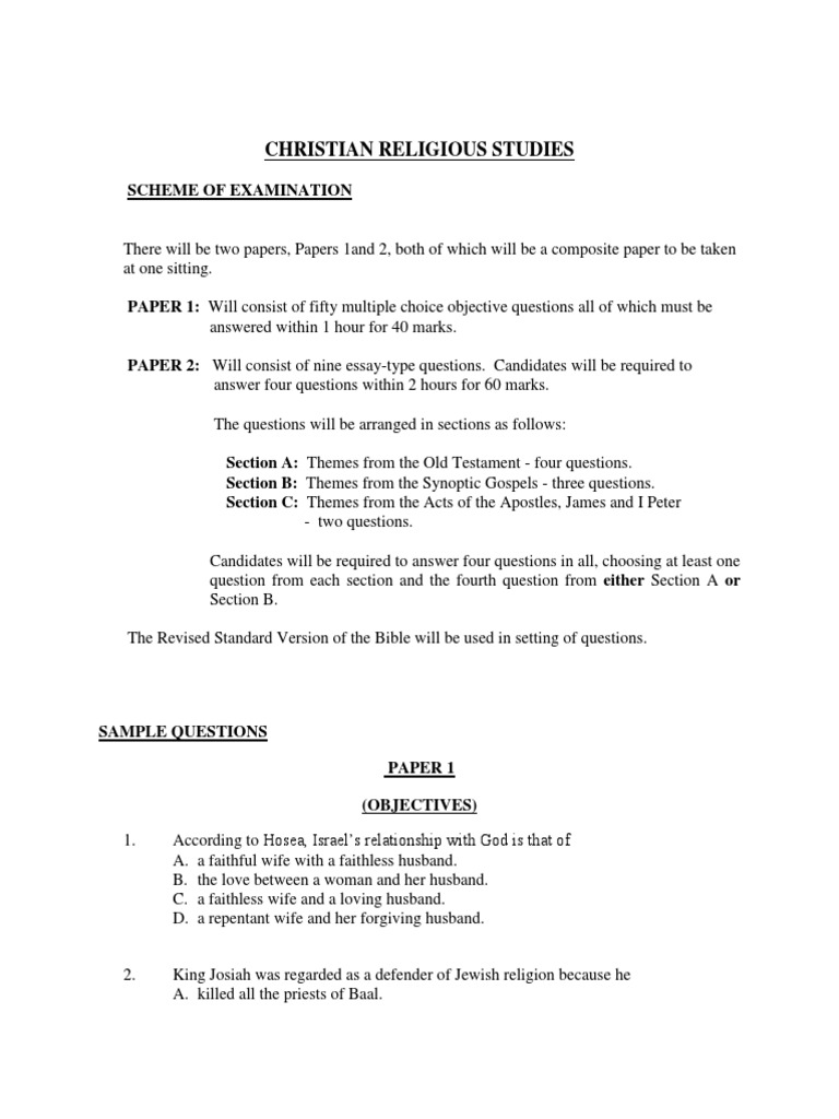 Christian Religious Studies | PDF | Religious Texts