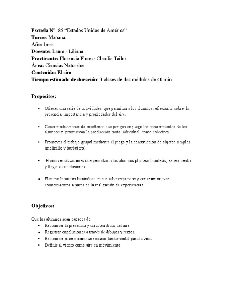 1er Grado. El Aire | PDF