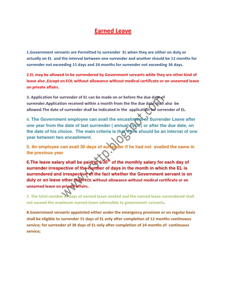 Earned Leave-Surrender Rules | PDF | Salary | Government