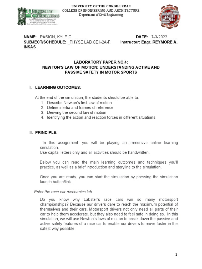 College of Engineering and Architecture Department of Civil Engineering ...