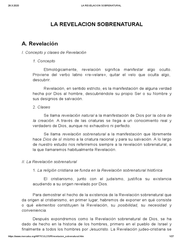 La Revelacion Sobrenatural | PDF | Revelación | Verdad La Revelacion Sobrenatural | PDF | Revelación | Verdad