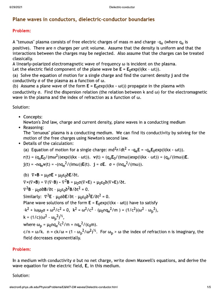 Plane Wave in Good Conductor | PDF