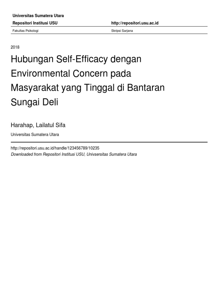 Hubungan Self Efficacy Dengan Environmental Concern | PDF