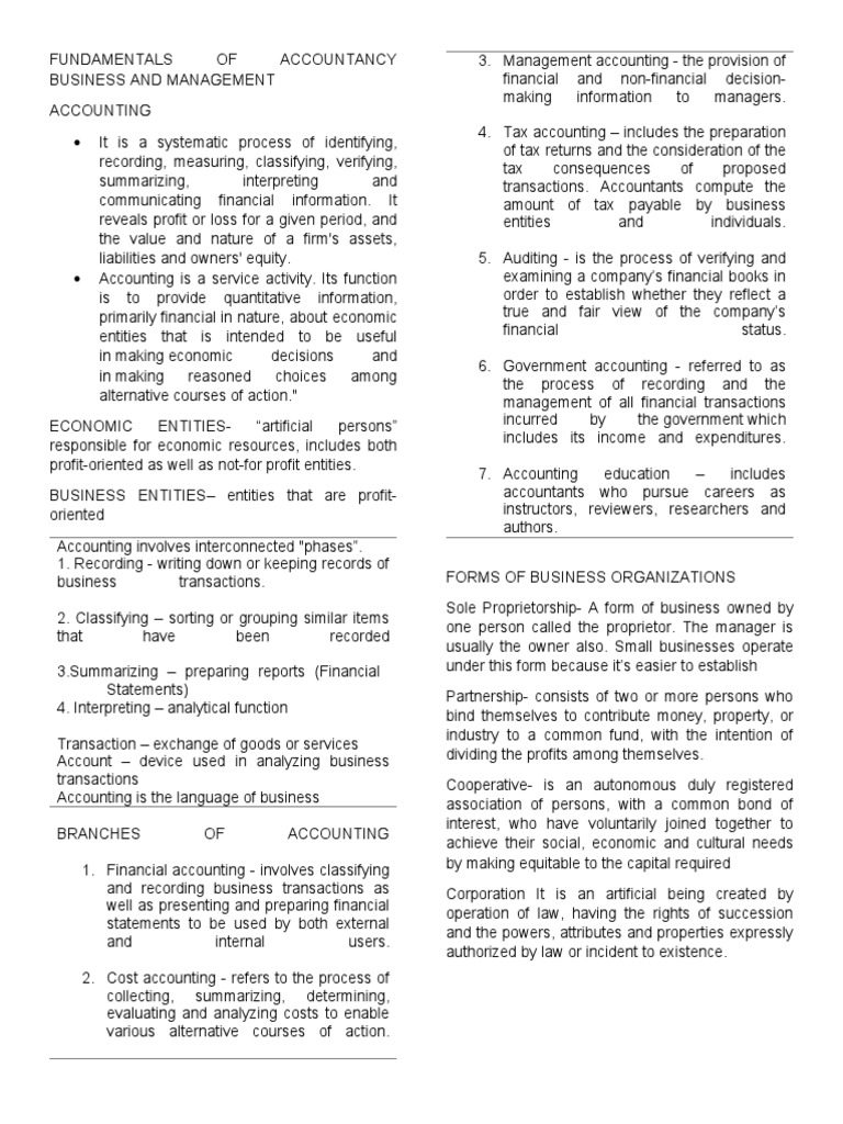 Fundamentals of Accountancy Business and Management | PDF | Debits And ...