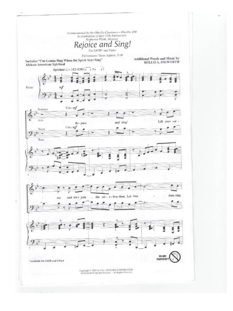 Rejoice and Sing! - SATB Sheet Music | PDF