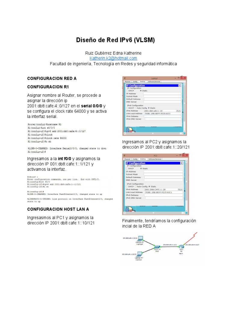 Configuración de redes IPv6 utilizando VLSM y protocolo de enrutamiento OSPF | PDF | Enrutador ...