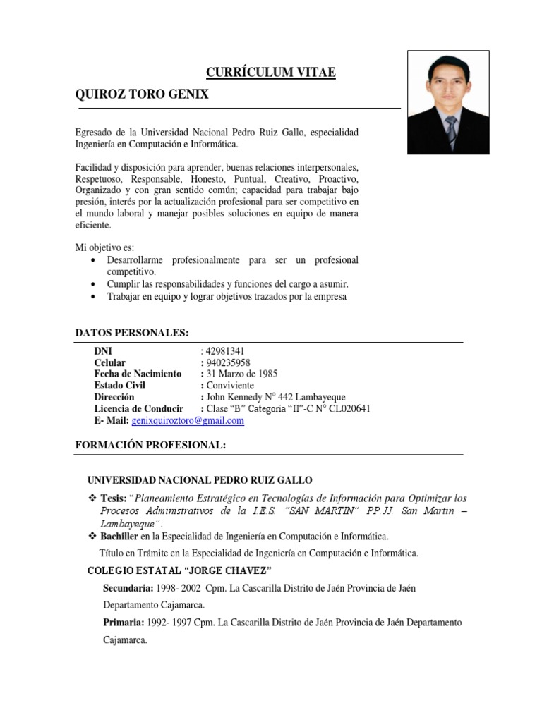 CV Genix Quiroz Toro | PDF