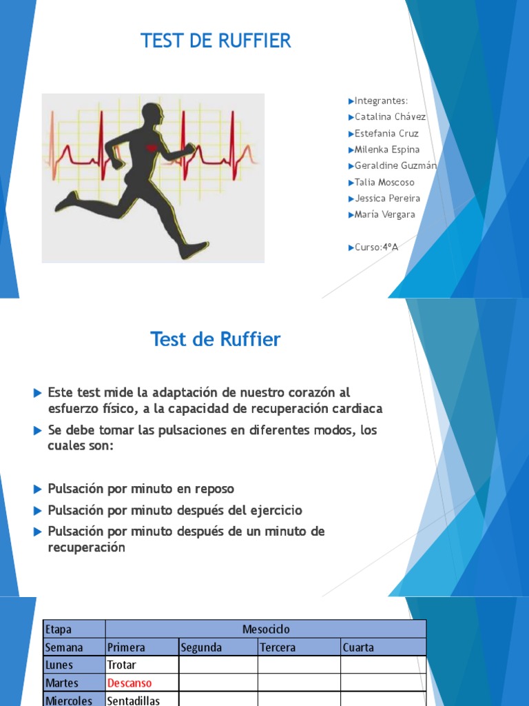 Test de Ruffier (Ejemplo) | PDF | Ritmo cardiaco | Fisiología