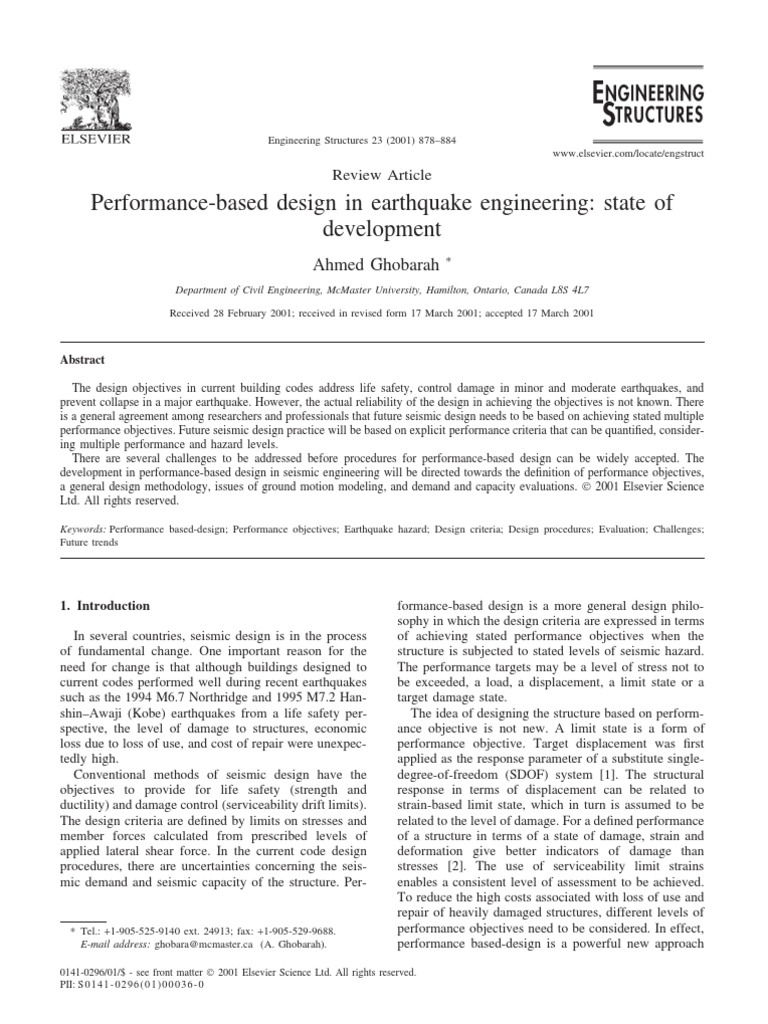 Performance Based Design In Earthquake Engineering State Of Development