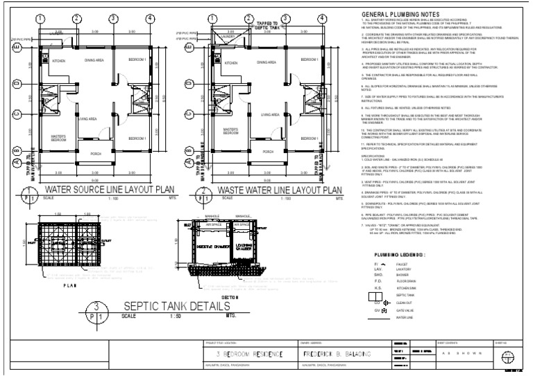 Septic Tank Details: Water Source Line Layout Plan Waste Water Line ...