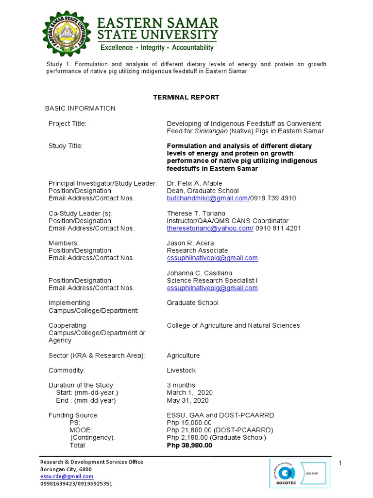 TERMINAL REPORT - Formulation of Feeds - GS - CANS - FAA - TTT - JRA ...