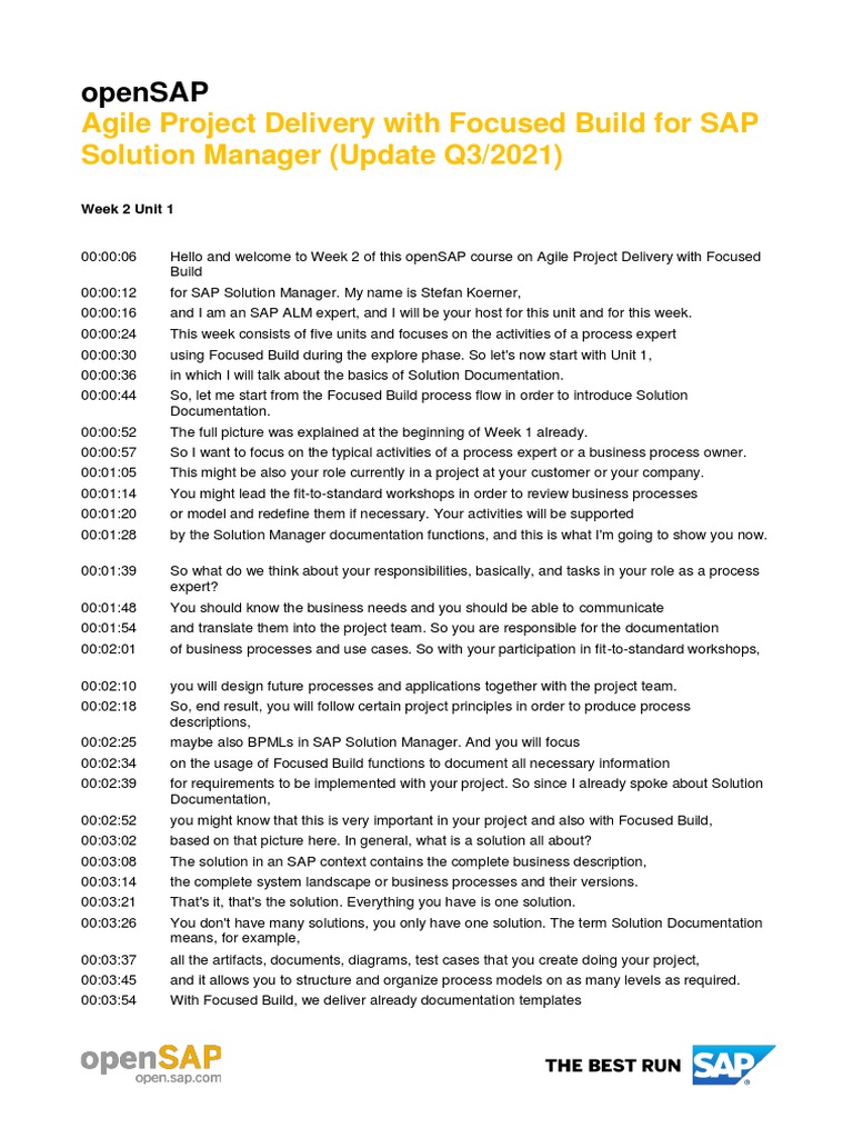 openSAP_solman2-1_Week_2_Transcript | PDF | Library (Computing) | Business Process
