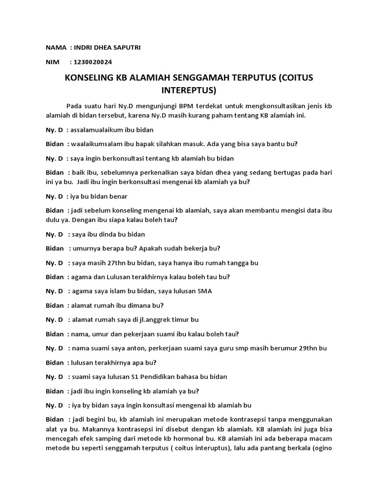 Konsultasi KB Alamiah: Coitus Interruptus | PDF | Gaya Hidup