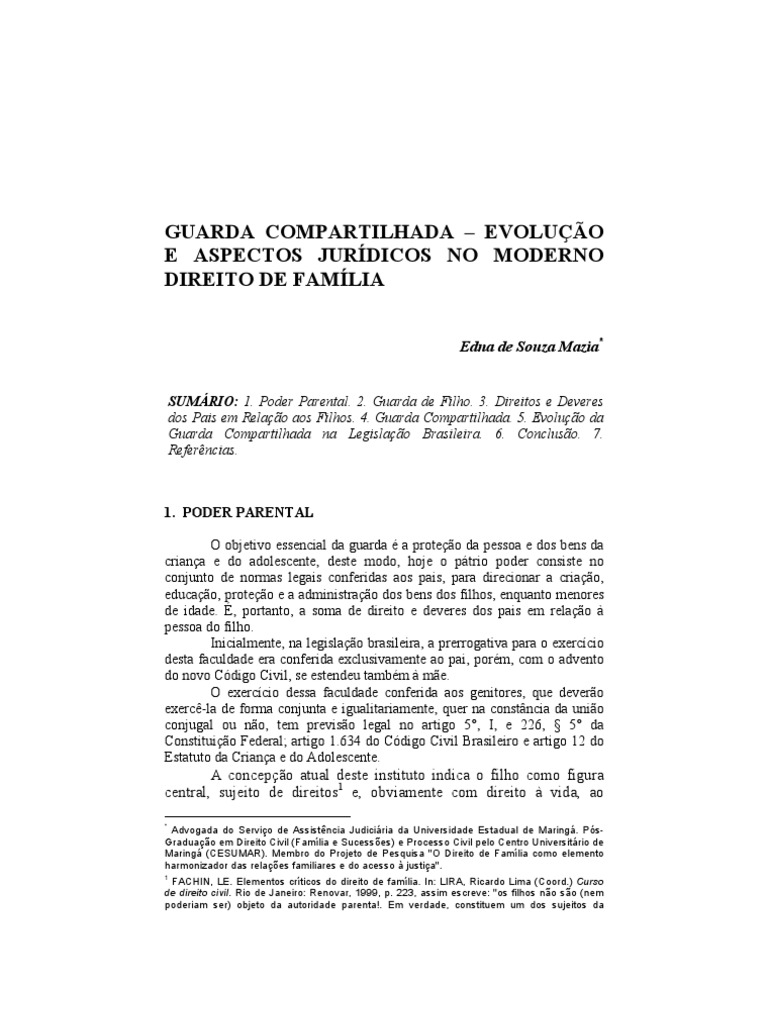 guarda compartilhada | Família | Estatuto