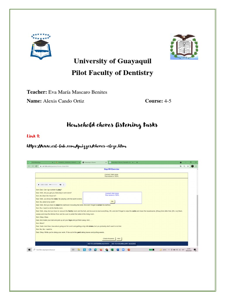 Household Chores Listening Tasks | PDF