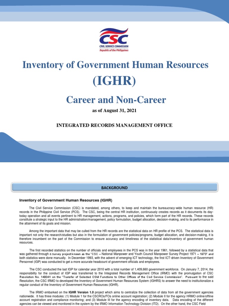 2021 Ighr Report Career and Non Career As of August 31 | PDF | Finance ...