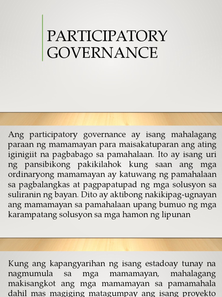 Participatory Governance | PDF