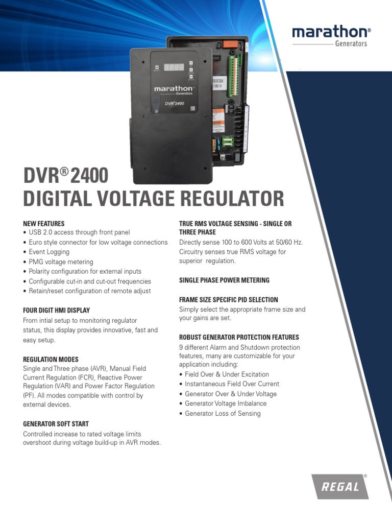 DVR 2400 Digital Voltage Regulator: New Features True Rms Voltage ...