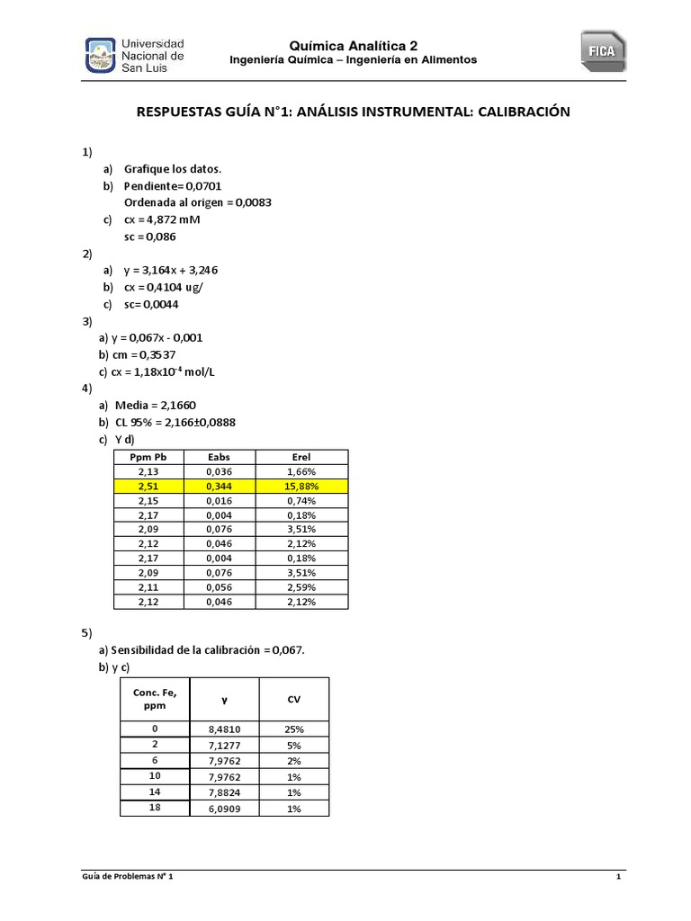QA2 - Guía 1 - Calibración - Respuestas | PDF | Ciencia y matemáticas