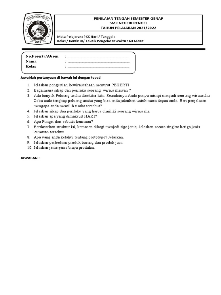 Format PTS Tulis | PDF