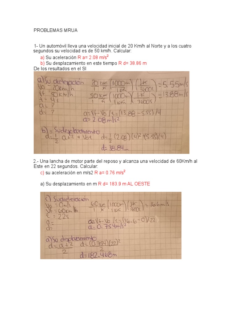 Tarea Prob Mrua, Caida Libre y Tiro Vertical | PDF
