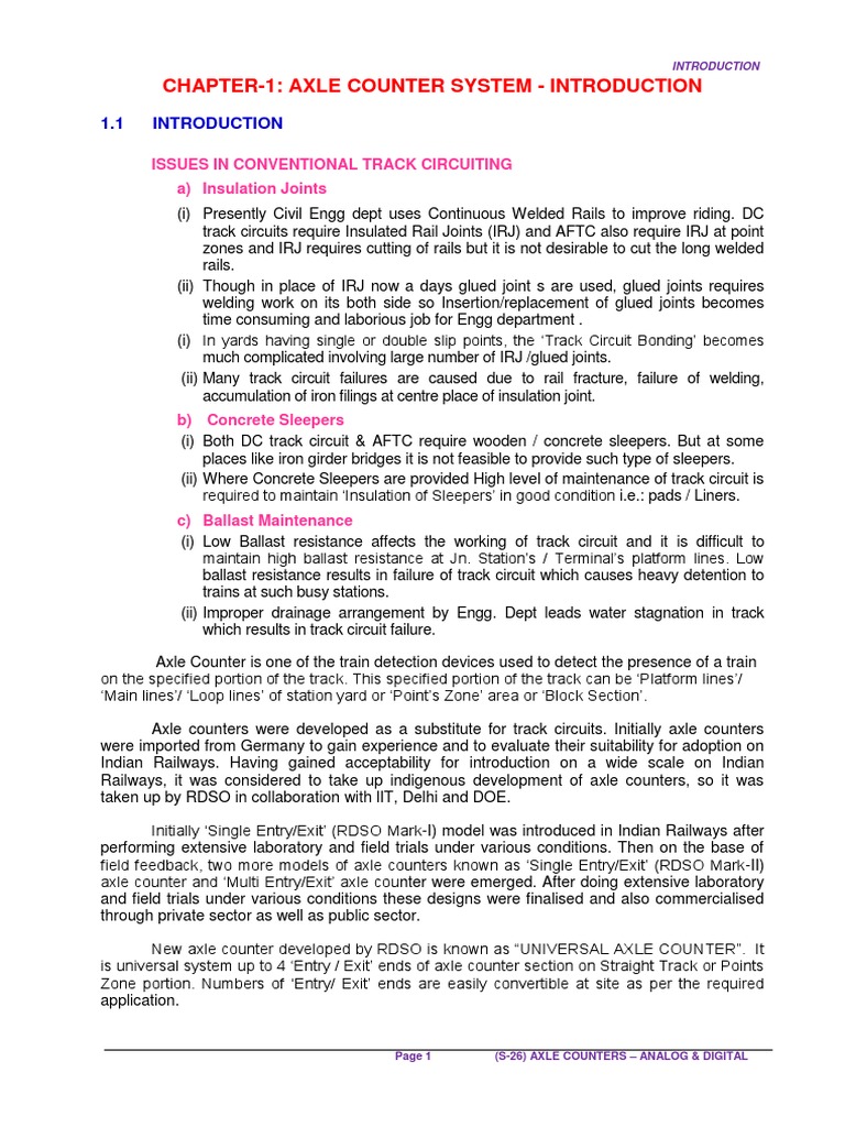 Chapter 1 - Axle Counter System - Introduction | PDF | Modulation ...