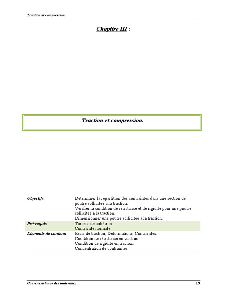 Chapitre 3 Traction Et Compression | PDF | Résistance des matériaux ...